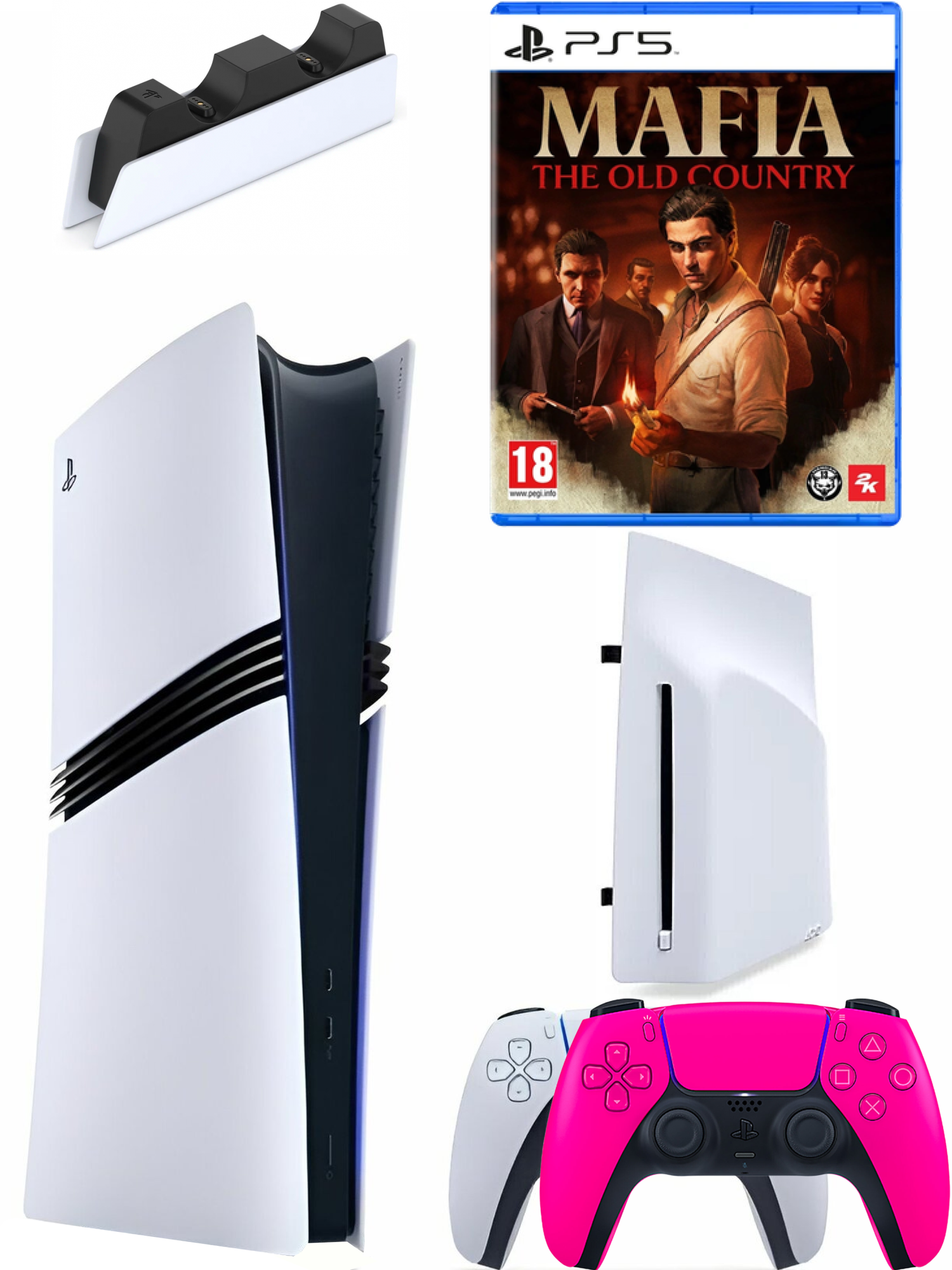 Игровая приставка Sony PS 5 Pro Digital Edition+Зарядная станция+ Дисковод +2-ой геймпад+Mafia: The Old Country,2Tb SSD