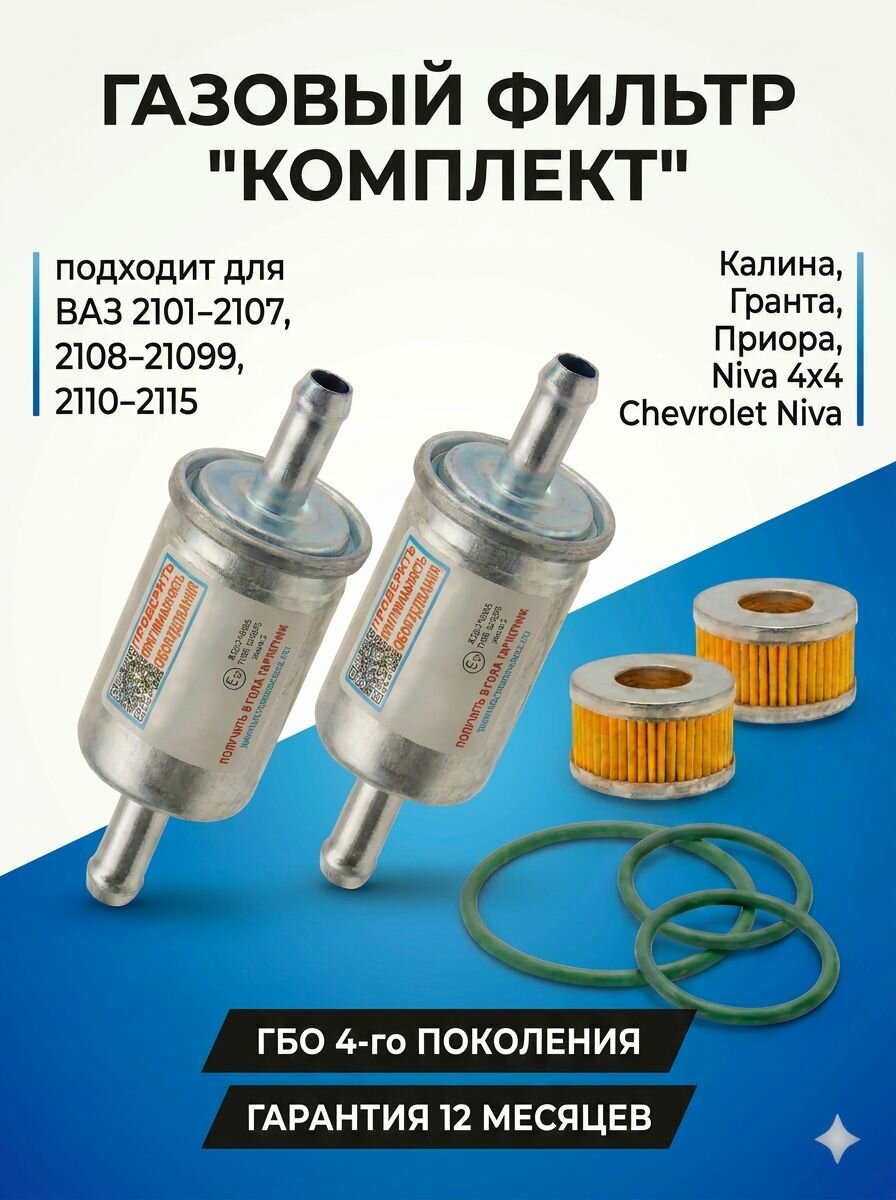 2 Комплекта фильтров ГБО 4 поколения тонкой и грубой очистки аналог газовый Фильтр форсуночный