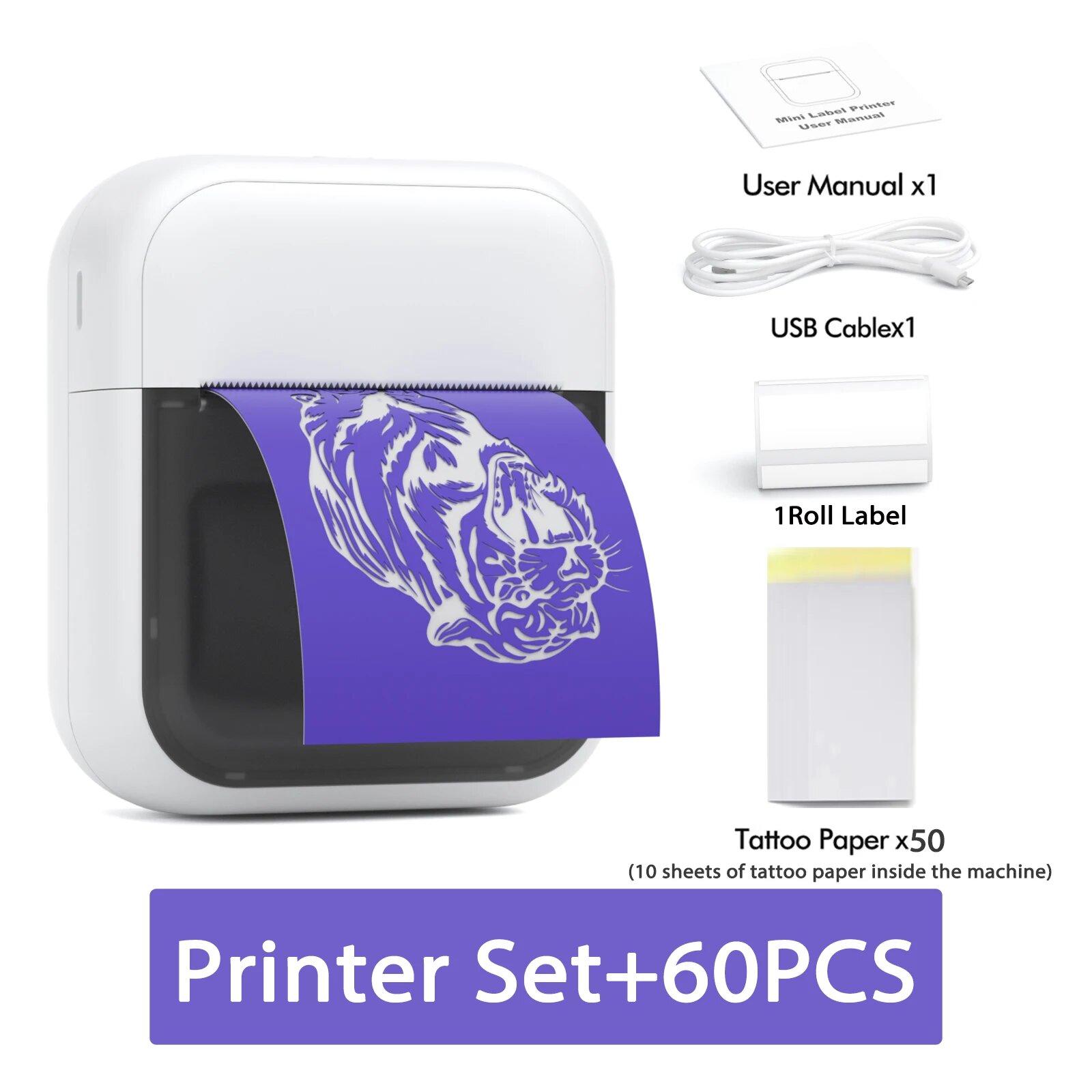 Мини-принтер для татуировок C50 Printer Add 60PCS