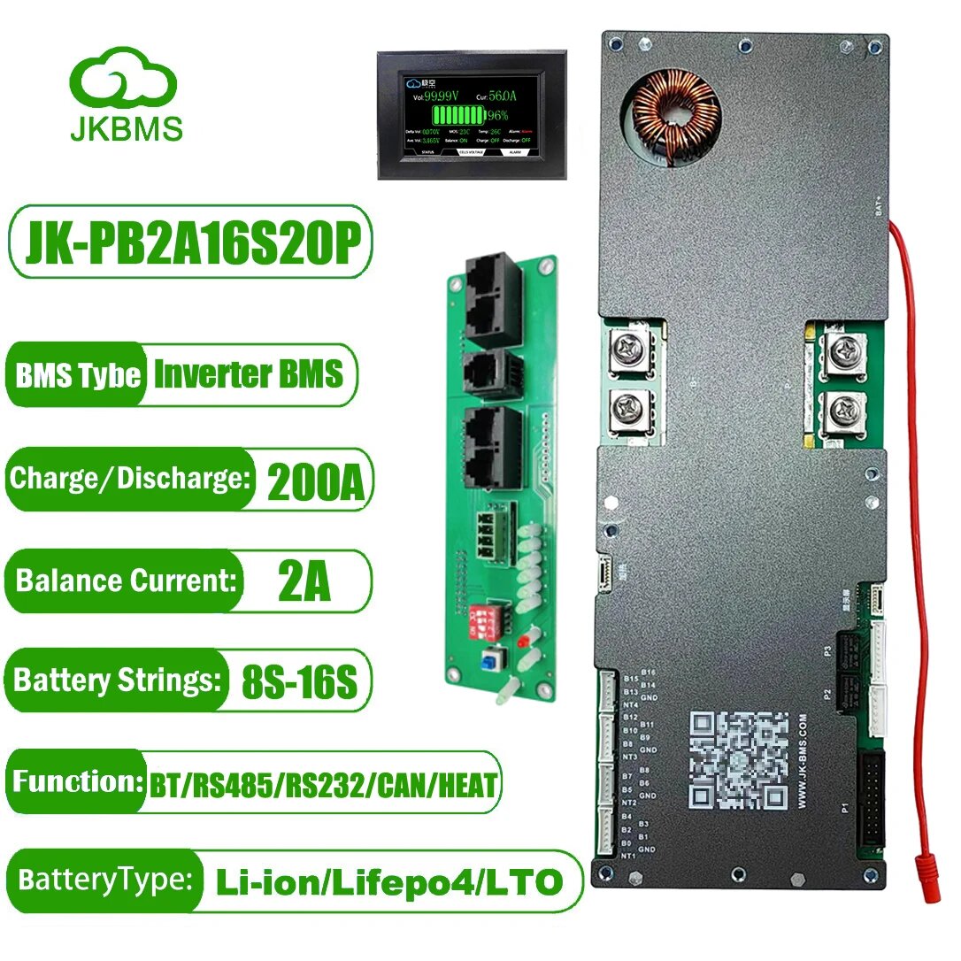 JK BMS 16S 200A инвертор LIFEPO4 с балансировкой