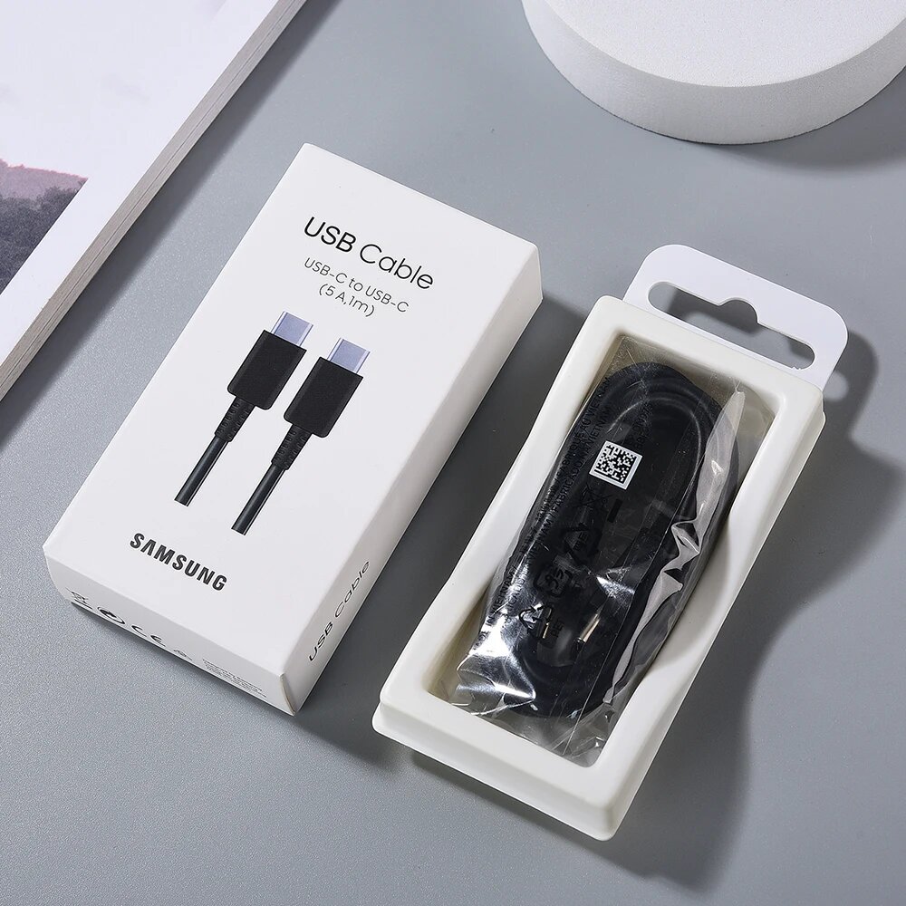 Кабель Samsung 45W 1M 5A PD Type-C - Type-C для сверхбыстрой зарядки Galaxy S25 S24 S23 S22 Ultra Plus A56 A57, зарядный шнур