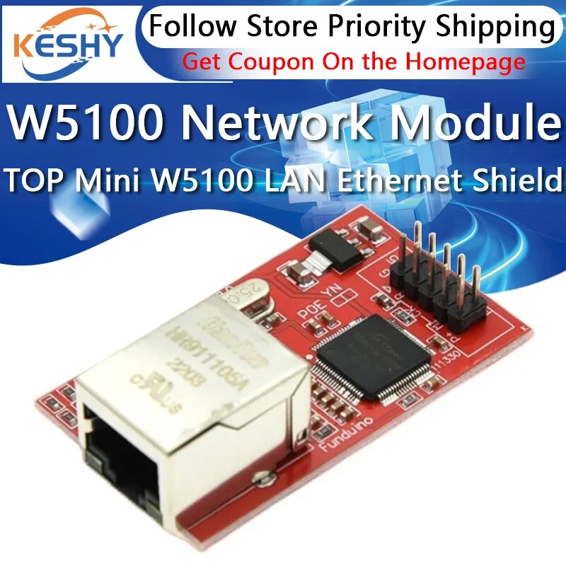 Модуль сетевой платы TOP Mini W5100 LAN Ethernet Shield для Arduino