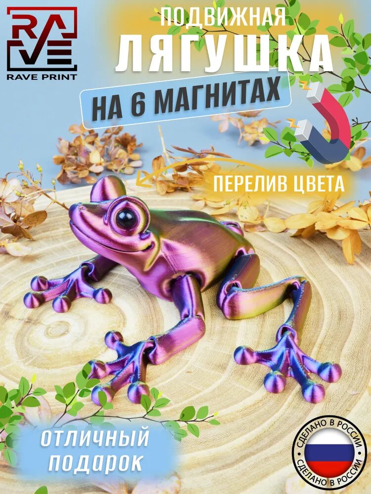 Магнитная лягушка с глазами радужная (хамелеон). Игрушка антистресс