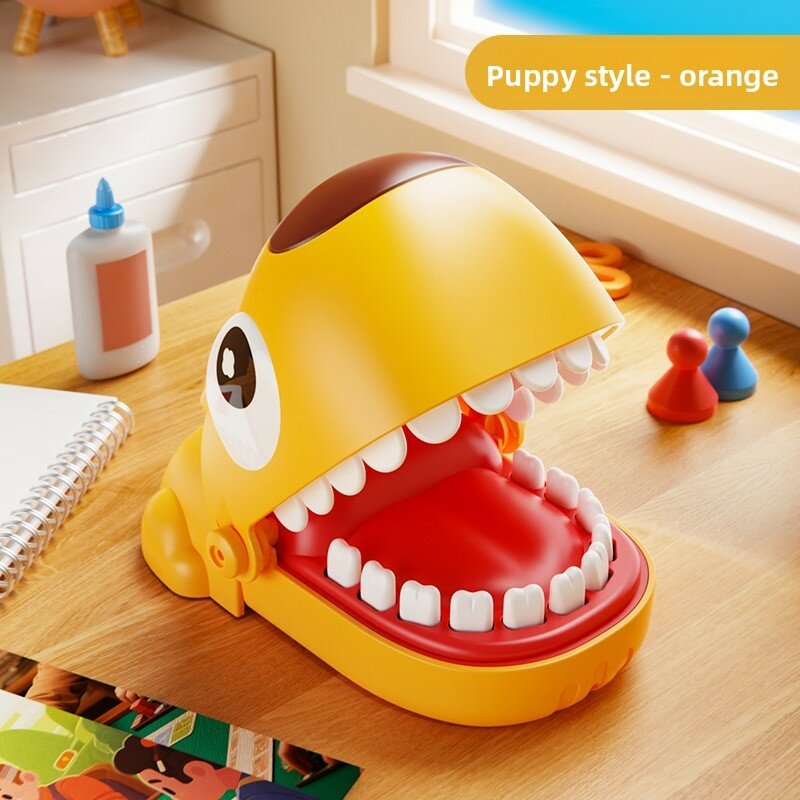 Family kids hand grip stress reliever toy for visual and cognitive skills enhancement orange puppy