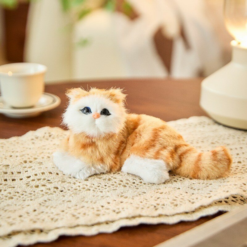 Fur cat figurine collectible model decor gift toy for cat enthusiasts garfield