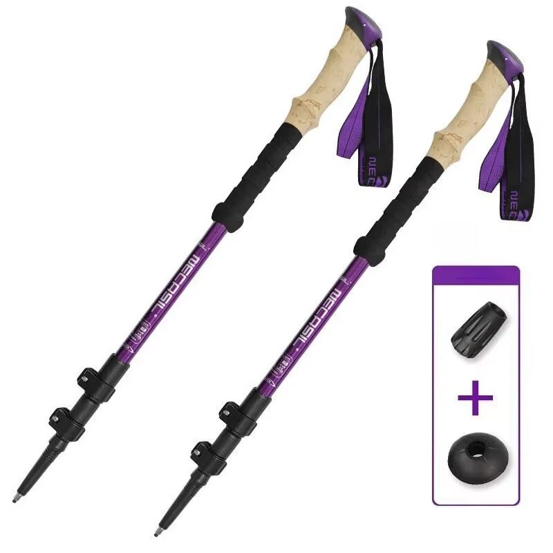 Телескопические треккинговые палки из алюминия 2 шт. Фиолетовый, 2PCS Purple
