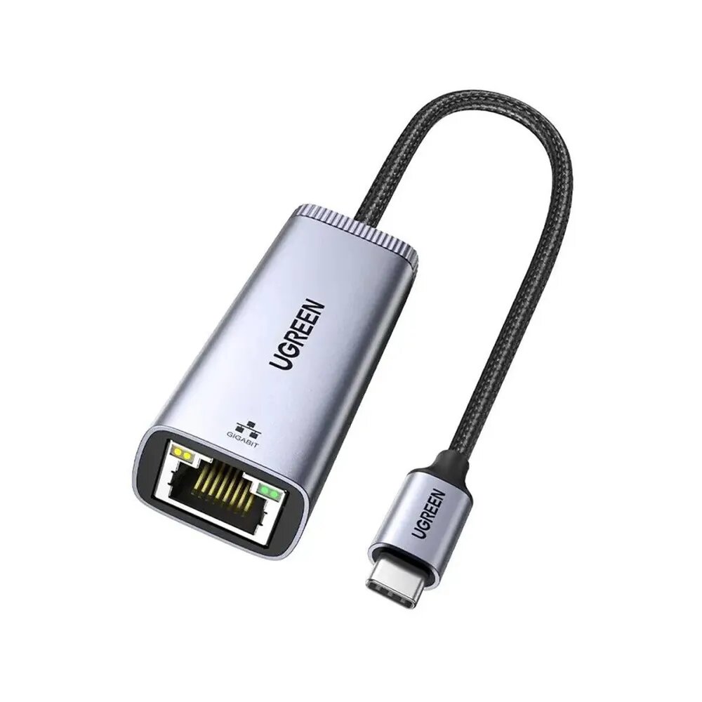 Сетевой адаптер UGREEN CM483, USB Type-C на RJ-45 (1Gb), Серый 40322_