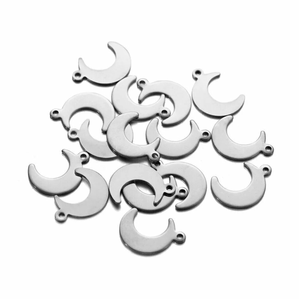 Кулон Подвеска стальная 20 шт. луна, для рукоделия / браслета / сережек, цвет золото, 16x11x1 мм