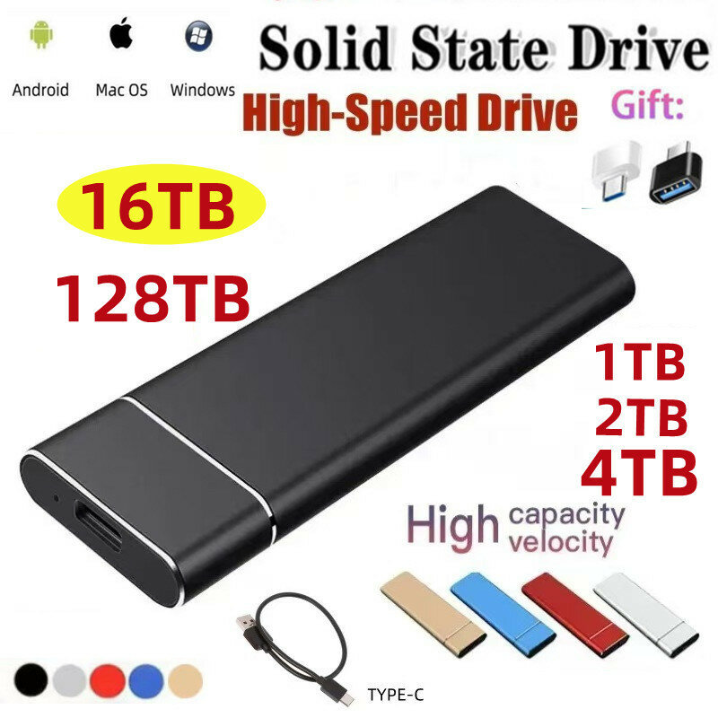 Портативный SSD внешний жесткий диск 4 ТБ, синий — высокоскоростной USB 3.2 Gen 2, компактный для ноутбука и путешествий
