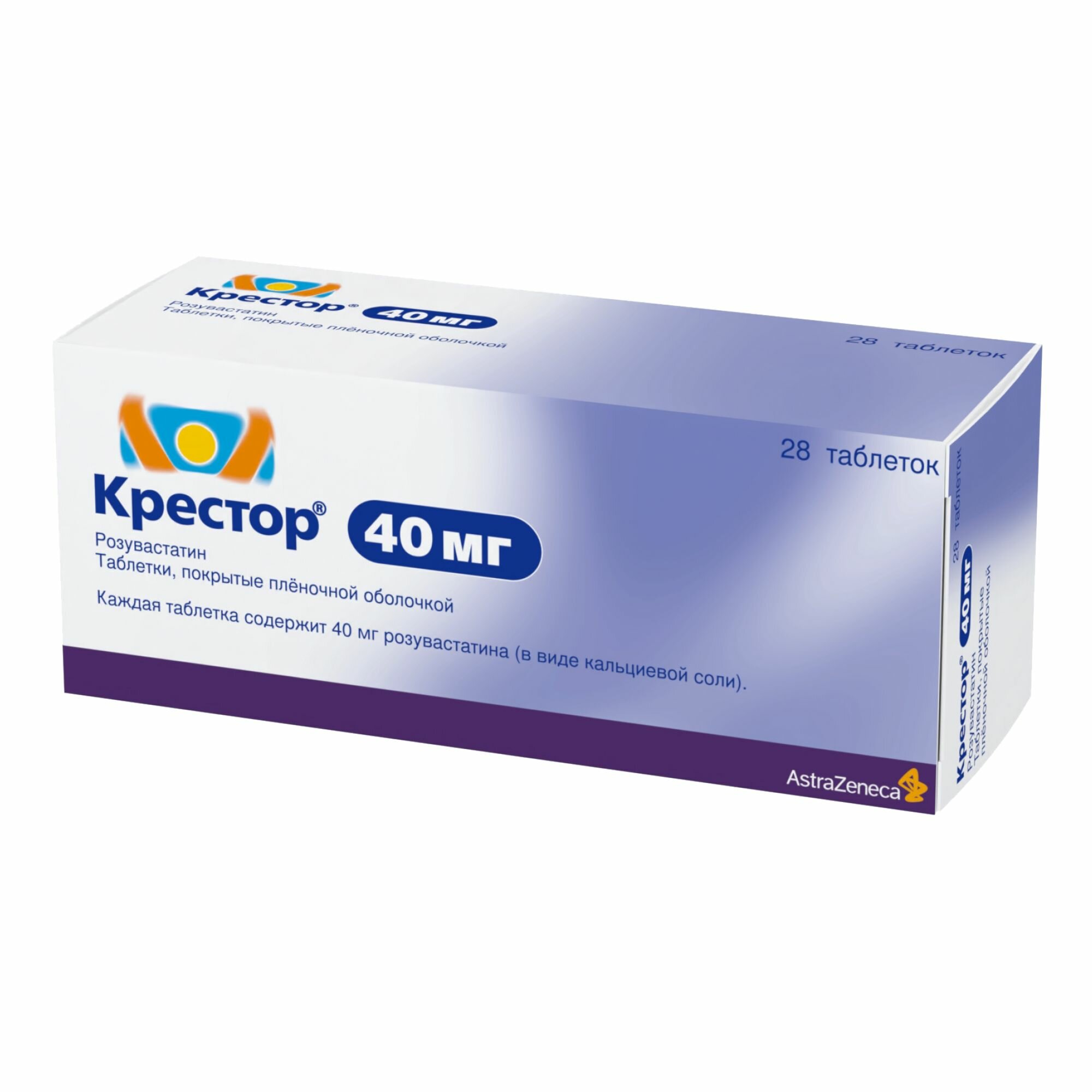 Крестор, таблетки, покрытые пленочной оболочкой 40 мг, 28 шт. — фото 1