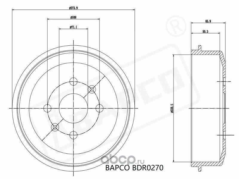 BDR0270 Барабан тормозной PSA -15 задн.