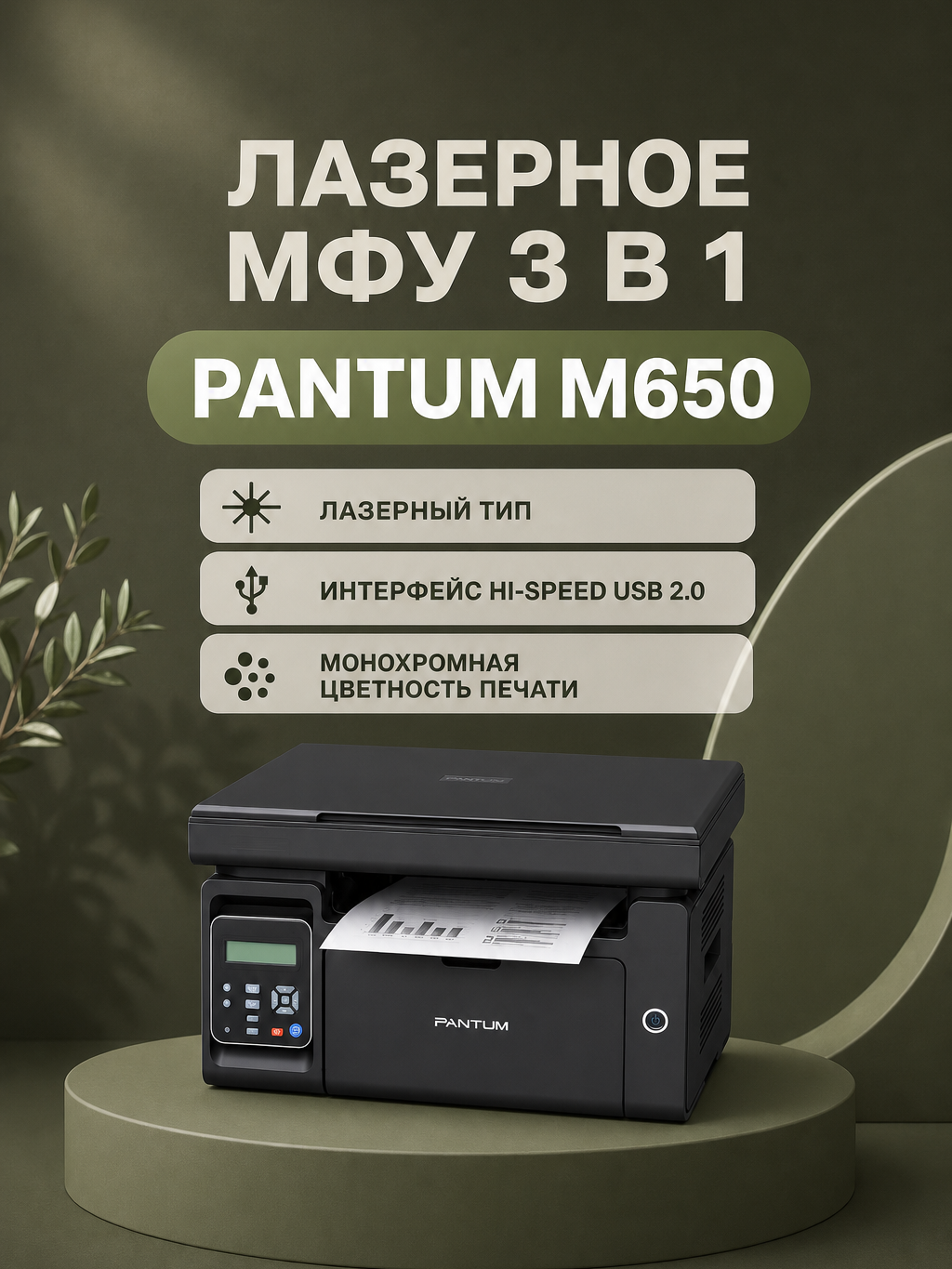 МФУ лазерное Pantum M6500, черно-белая печать, A4, с дисплеем, черное