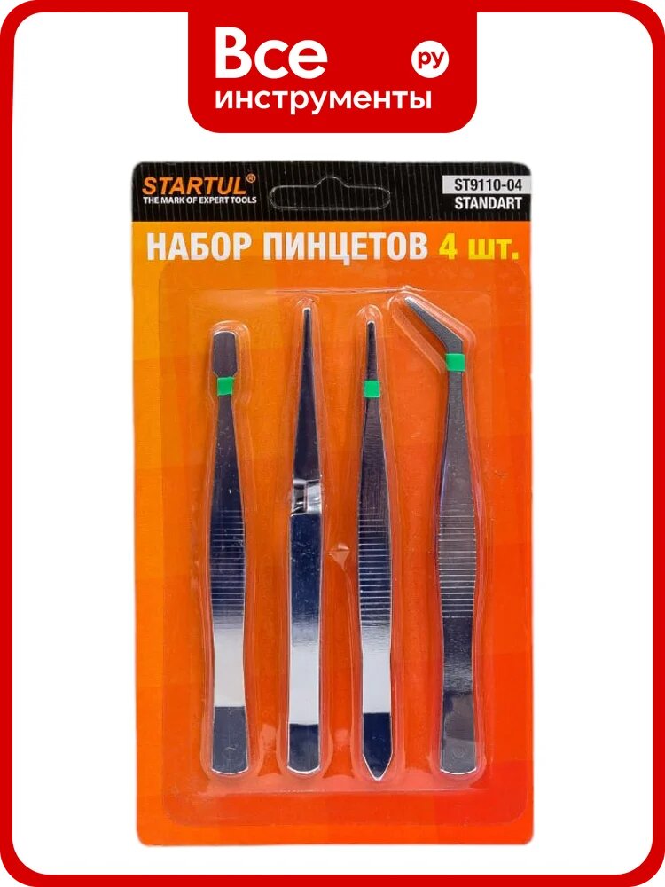 Набор, STARTUL, пинцетов STARTUL 4 предмета ST9110-04, качественной стали высокой, ремонта электроники