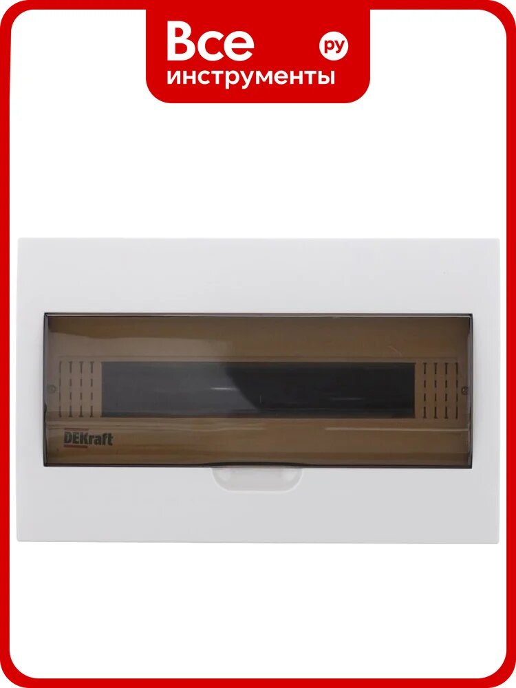 Модульный встраиваемый корпус Dekraft, пластиковый ЩРВ‑П‑18, ABS‑пластик, белый, с ревизионным окном, защита