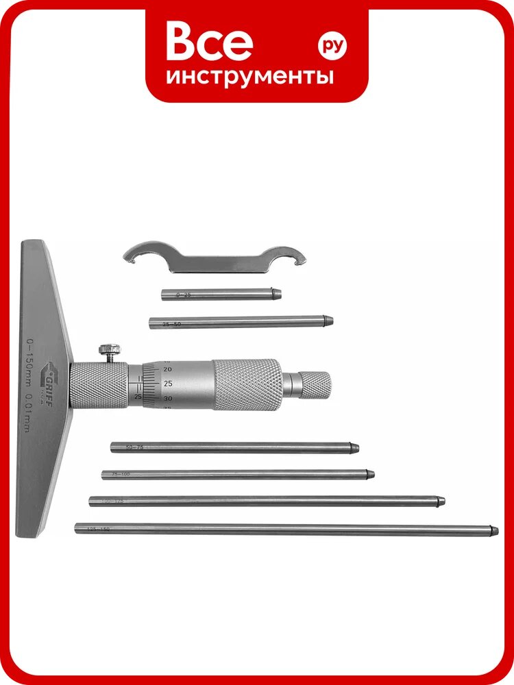 Микрометрический глубиномер ГМ 150 ГОСТ 7470-92 /пр-во Guilin Measuring/ GRIFF D102011