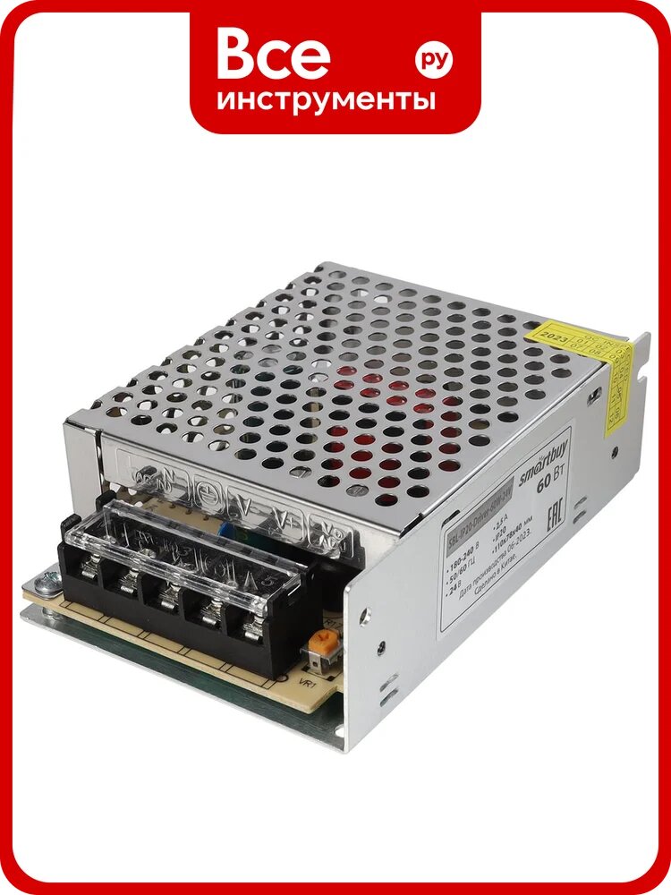 Драйвер Smartbuy LED IP20-60W, для LED ленты, SBL-IP20-Driver-24V-60W 60 Вт, защита от пыли, предназначен для подсветки