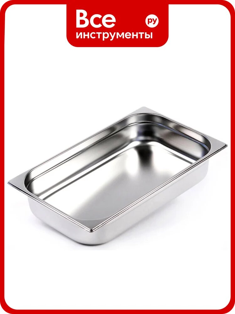 Гастроемкость Kitchen Muse GN1/1x100мм, 811-4 172582 нержавеющая сталь без крышки без ручки, использование в духовке