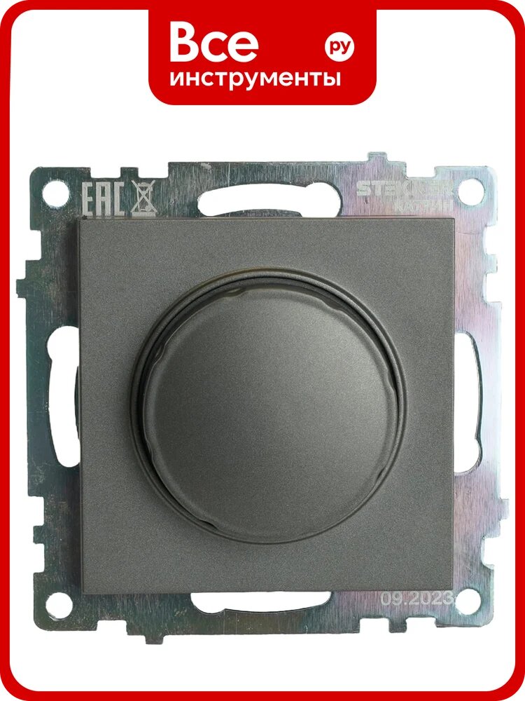 Выключатель диммирующий STEKKER triac (механизм) 250в, 500w, серия катрин, графит, gls10-7106-06 49413