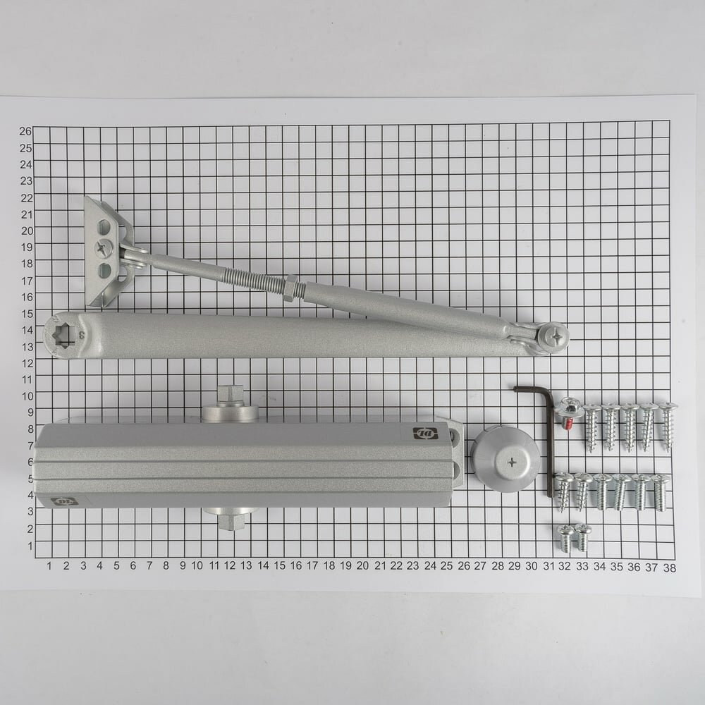 Доводчик DOORLOCK DL180A BC size 1-6/7 серебристый, с регулир. функциями тормоза открывания и усилия закрывания 75538 — фото 1
