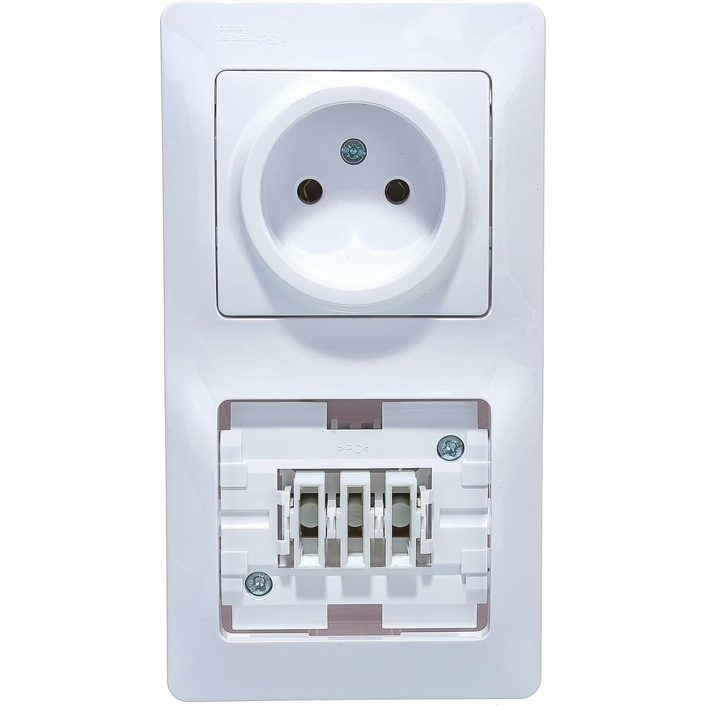 Блок розетка + 3-клавишный выключатель Systeme Electric GLOSSA белый GSL000176 — фото 1