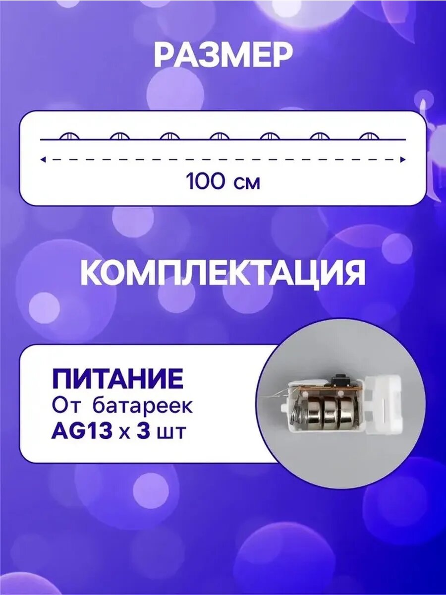Широкая синяя гирлянда-нить для интерьера