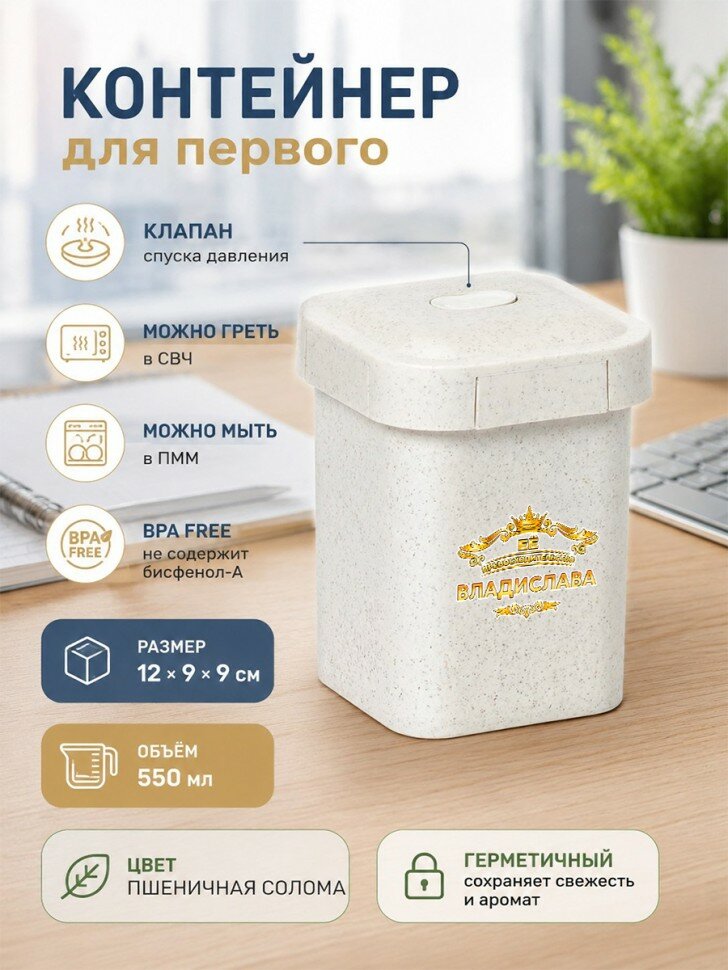 Ланч-бокс BPA Free с надписью "Её превосходительство Владислава"