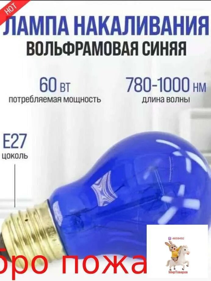 Лампочка, Цоколь: E27, 60 Вт, 1 шт.