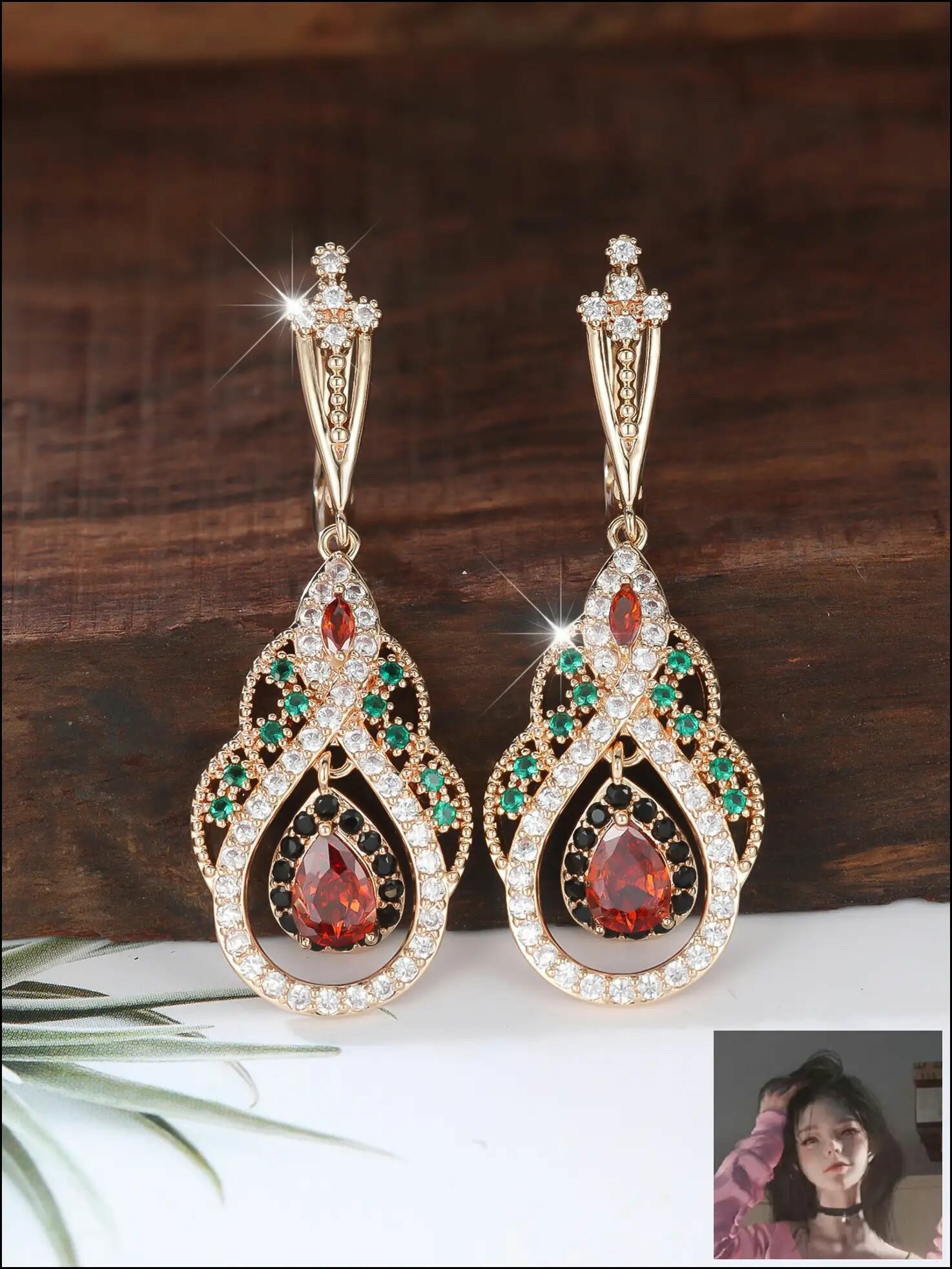 Серьги, искусственный камень