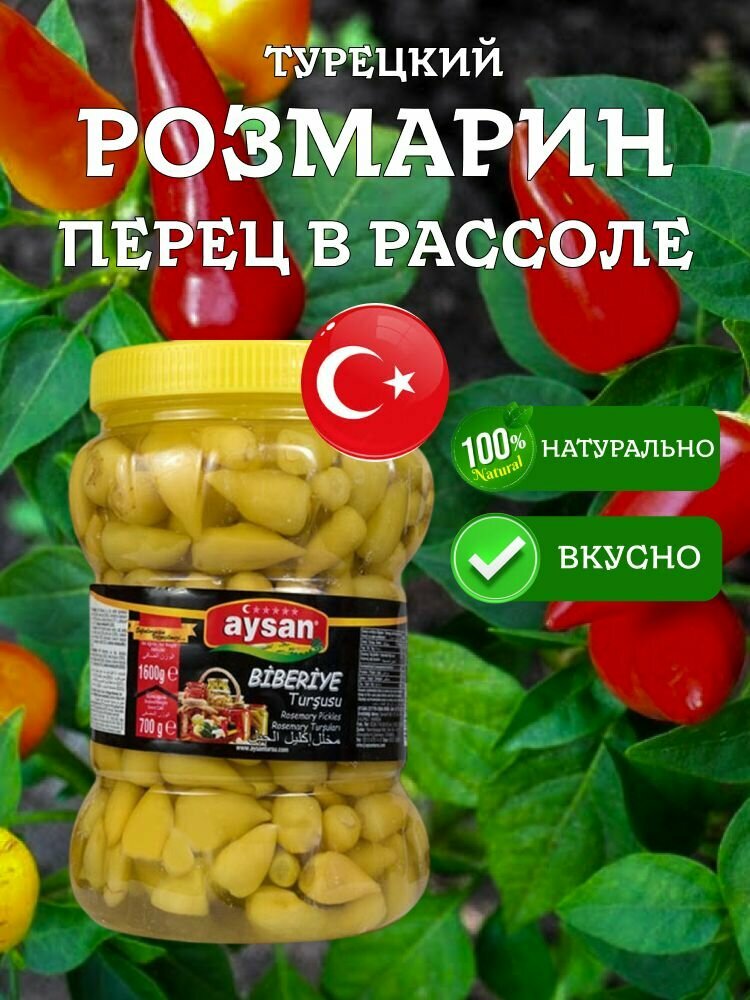 Перец розмарин в рассоле турецкий BIBERIYE Aysan 1600 грамм в банке