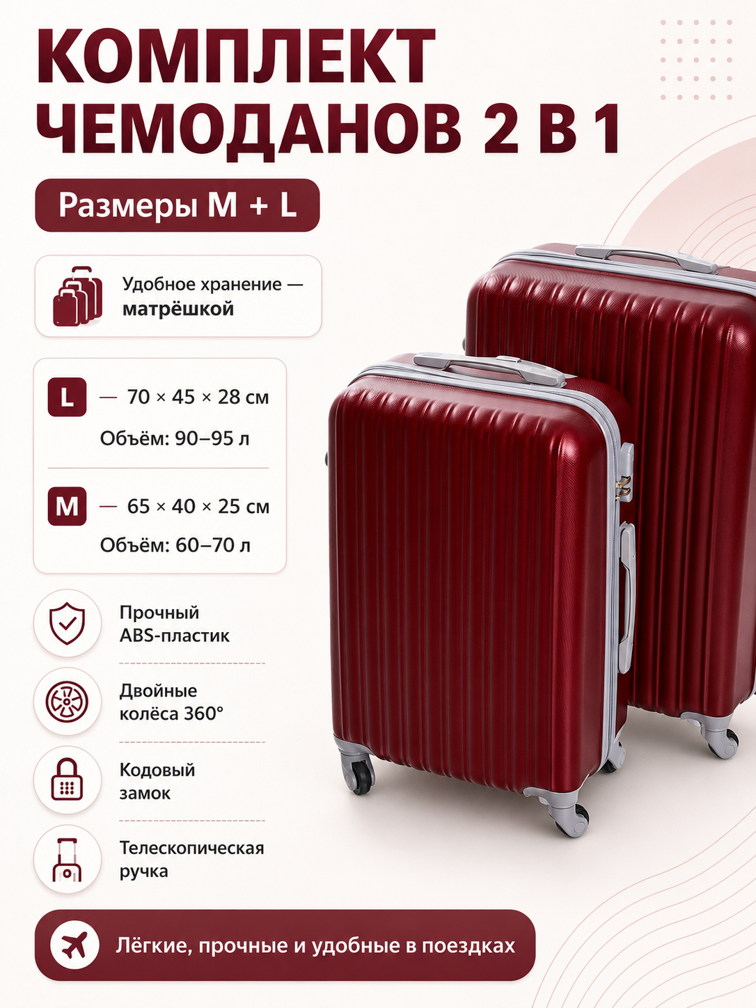 Комплект чемоданов Feybaul, 2 шт.