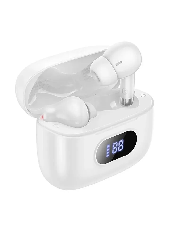 Наушники беспроводные с микрофоном Hoco EW Plus, Bluetooth, USB Type-C, белый