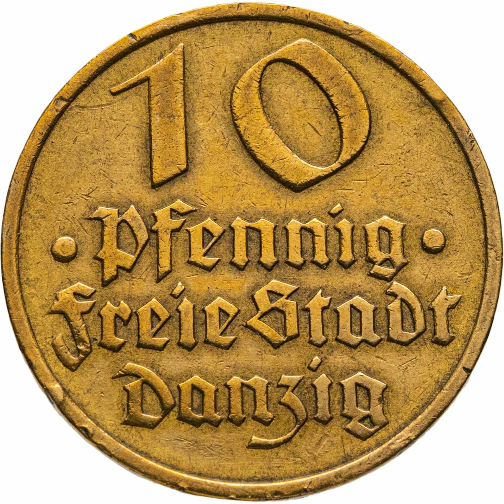 Германия, Данциг 10 пфеннигов 1932, Бронза, в сохранности XF