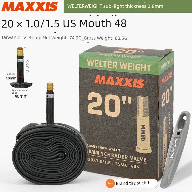 MAXXIS Средняя легкость Велосипедная внутренняя камера для 20 дюймовых горных велосипедных шин 1.0-1.5 ширины с