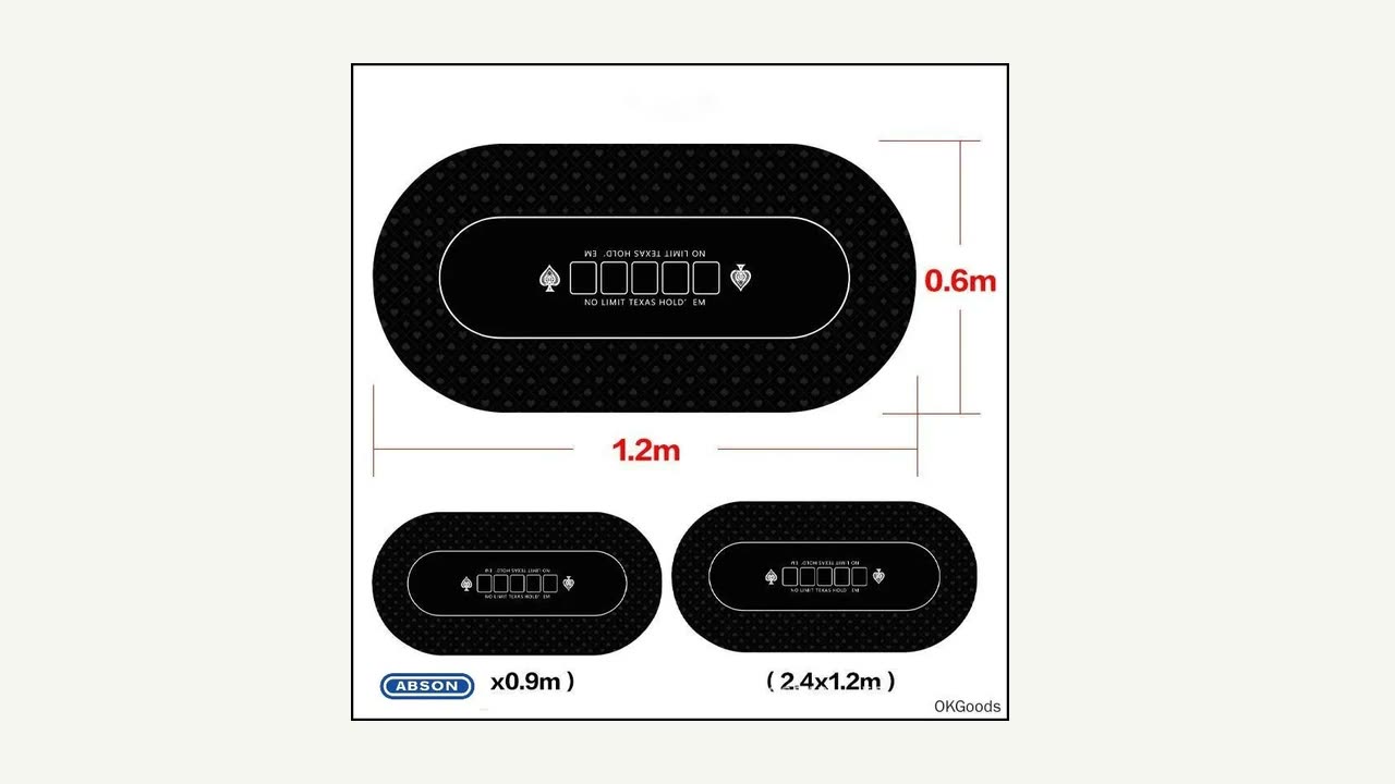 Сукно для покера, без бренда, черное, 1.8м x 0.9м, 2.4м x 1.2м, 1.2м x 0.6м — фото 1
