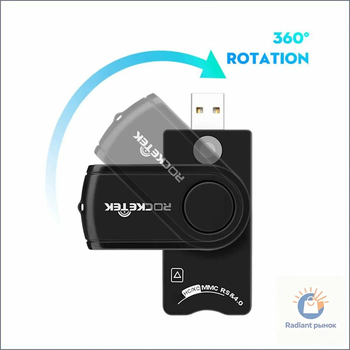 USB 2.0 смарт-кард-ридер для CAC, государственных и банковских чип-карт