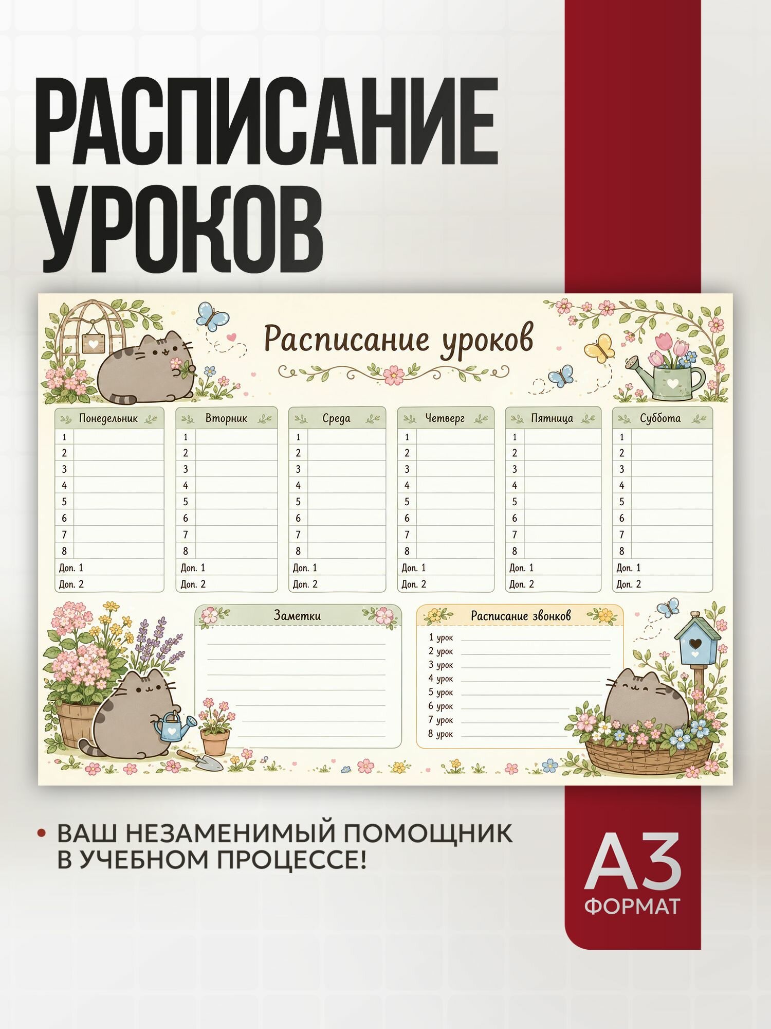 Расписание уроков Pusheen, кот Пушин