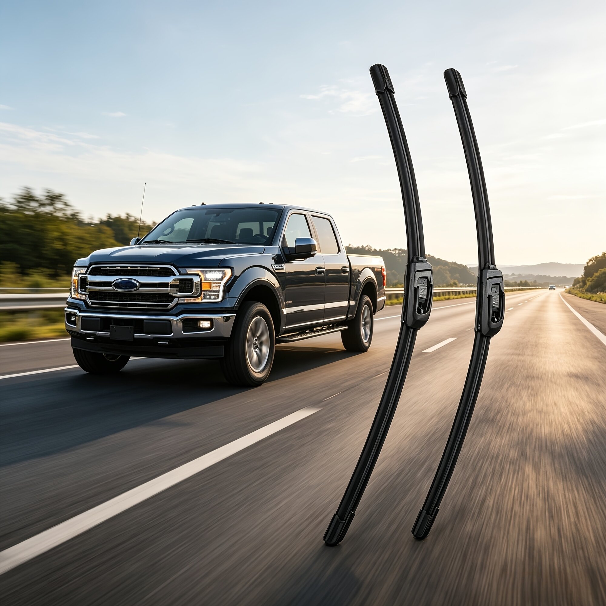 Щетки стеклоочистителя передние для Ford F-150 2009-2020, U-Hook, 22"+22", конические, черные