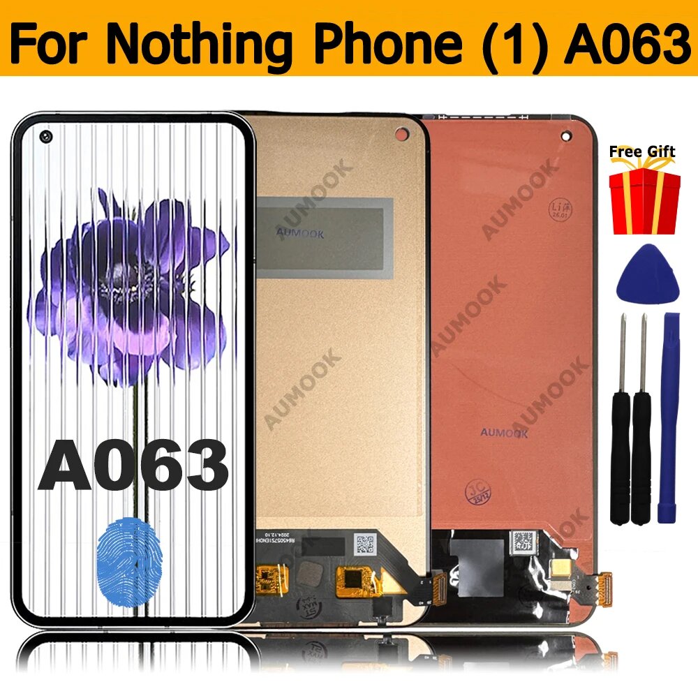 6,55-дюймовый AMOLED-дисплей для Nothing Phone (1) A063, сенсорный экран в сборе, AMOLED NO Frame