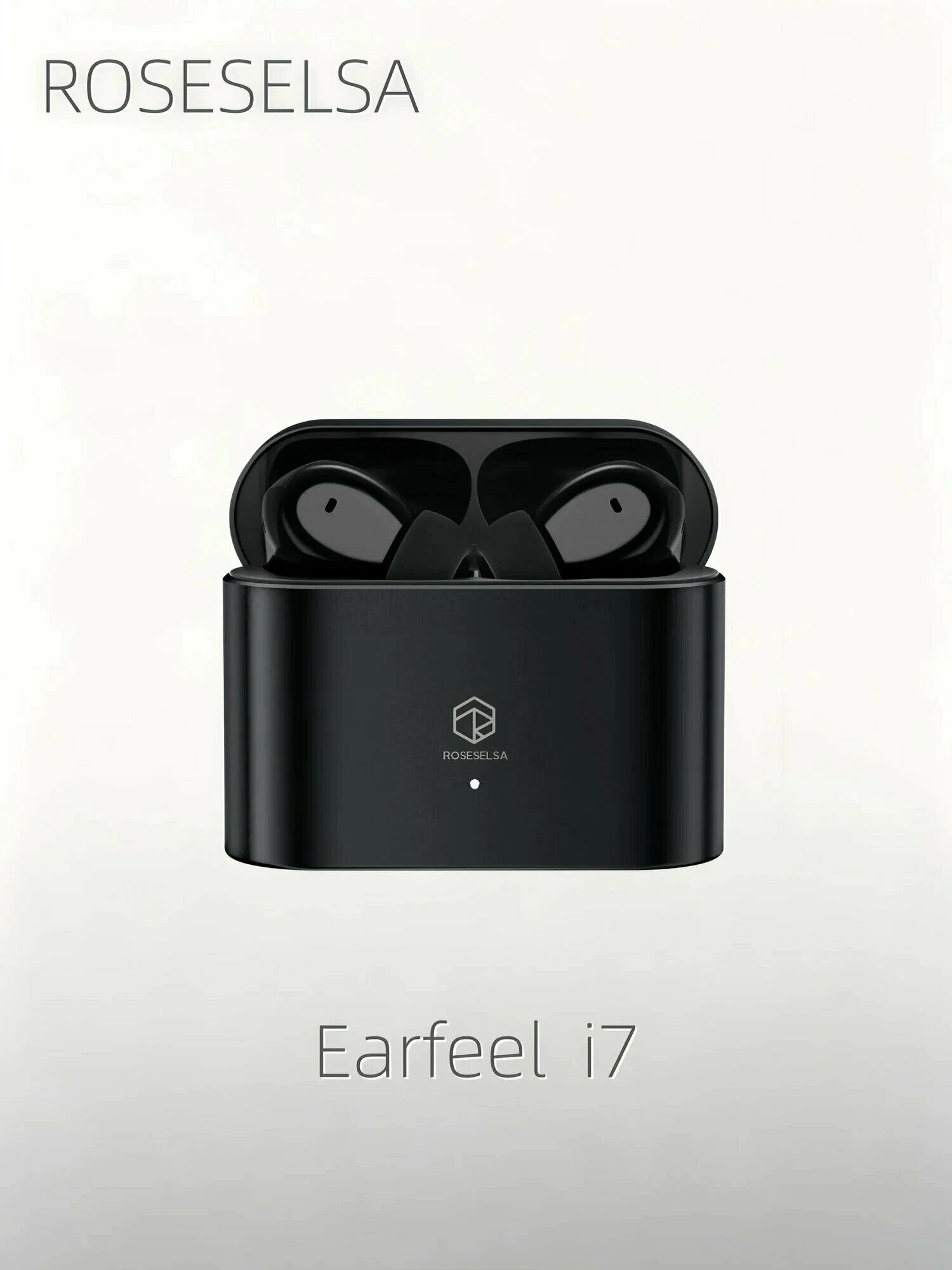 Наушники беспроводные с микрофоном ROSESELSA Earfeel i7, Bluetooth, черный, светло-серый