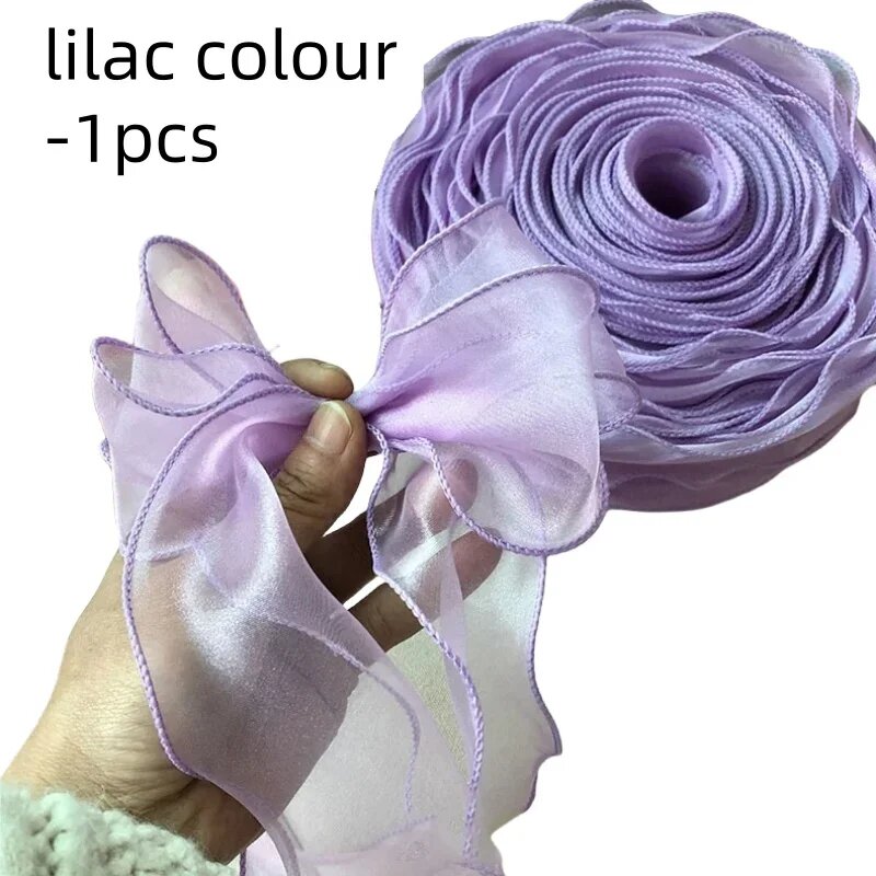 Лента органза вискоза/нейлон 5 м Фиолетовый, lilac colour 09-1pcs