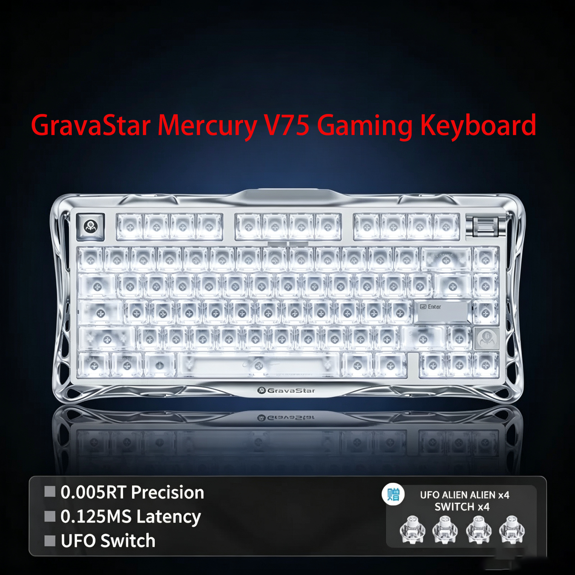 Игровая клавиатура GravaStar Mercury V75 с магнитными свитчами UFO, false,2020,46,1.5,