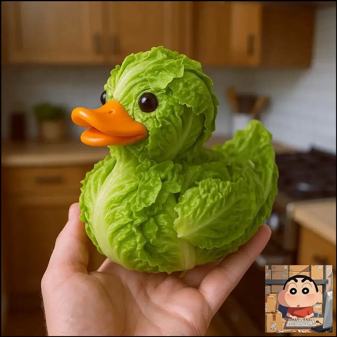 Декоративная фигурка утка с капустой из смолы, высота 8 см, для детской комнаты и Хэллоуина