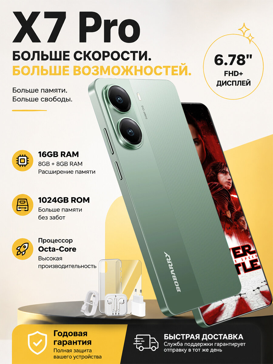 Мощный смартфон с 6,78" экраном, 16 ГБ ОЗУ и 1 ТБ памяти — поддержка 5G и расширения карты