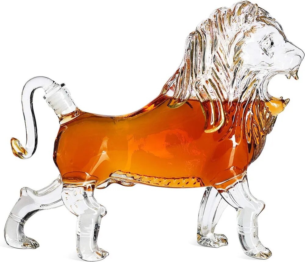 Креативный графин в форме льва, стеклянный контейнер, zodiac animal glass craft-1000 мл