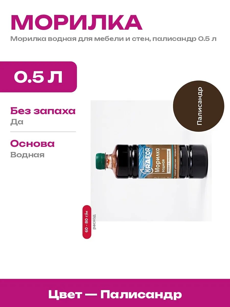 Пропитка для дерева водная палисандр 0.5 л быстросохнущая