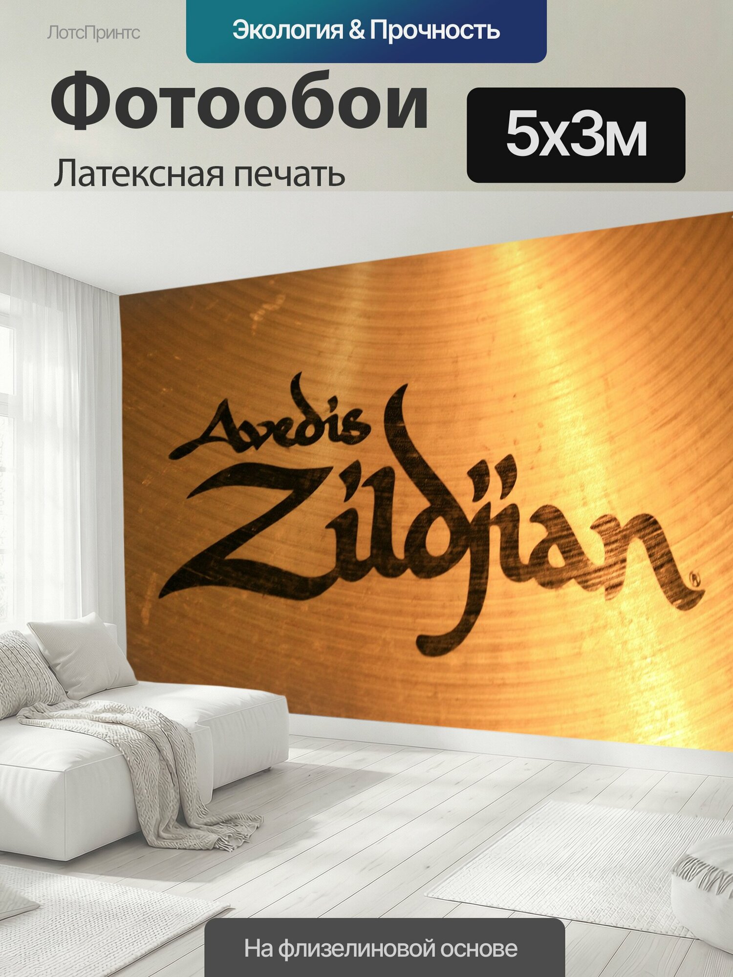Фотообои моющиеся ударопрочные "Zildjian avedis, крушение, тарелка" 500x300 см. латексная печать