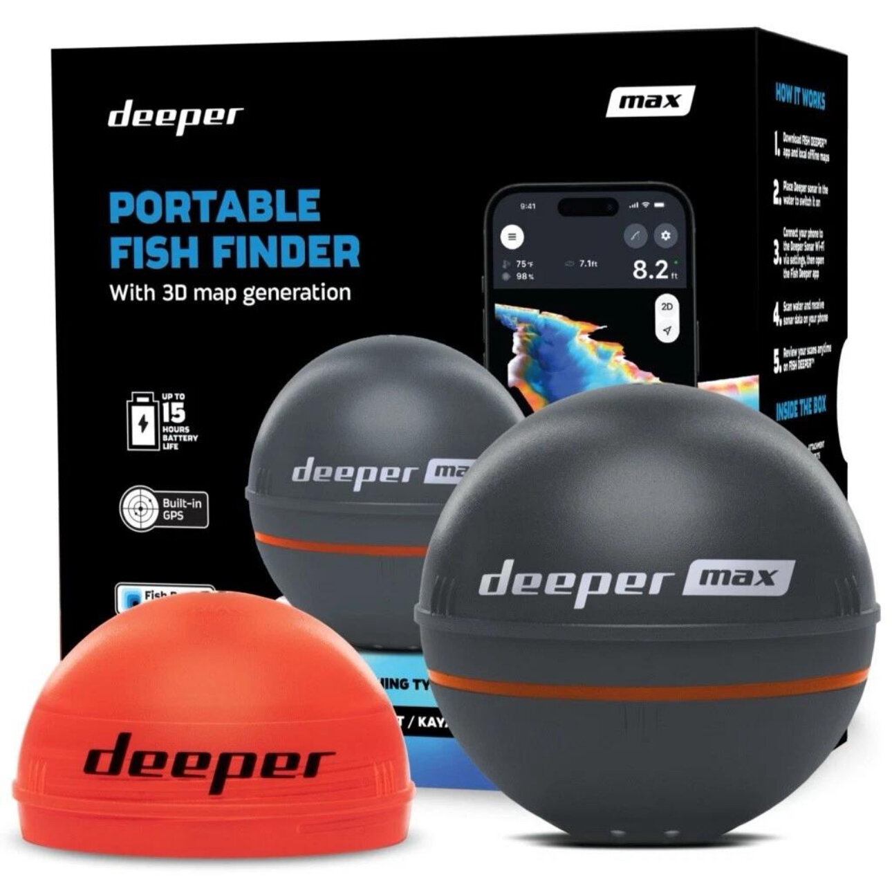 Беспроводной эхолот Deeper MAX с CHIRP, GPS и Wi-Fi для рыбалки