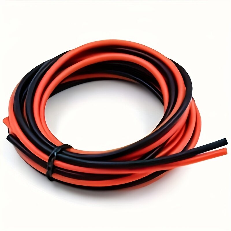 Гибкий многожильный провод 12 AWG, луженая медь, жесткая проводка, без батареи, 118.11 дюймов (красный 59.06 дюймов + черный 59.06 дюймов)