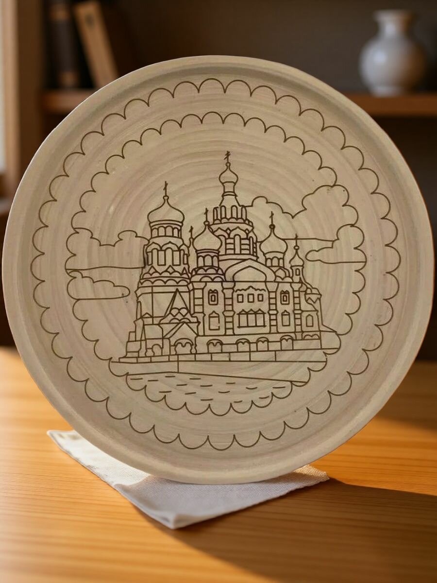 Заготовка деревянная тарелка для росписи с рисунком
