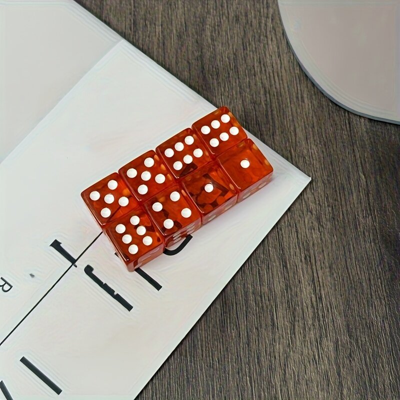 8 шт. прозрачных оранжевых акриловых кубиков D6 16 мм для настольных игр, RPG и D&D